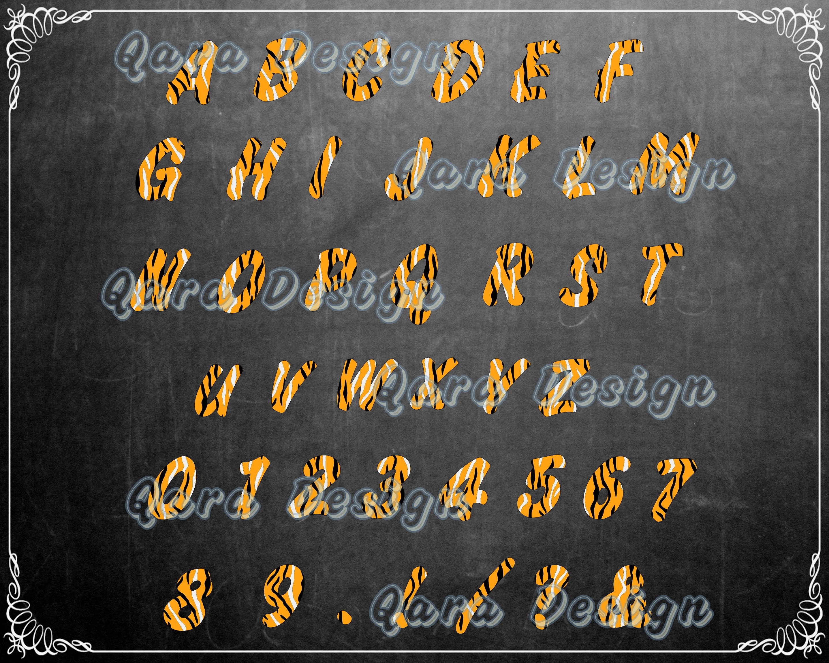 Tiger Print Font: Animal Alphabet SVG, PNG, AI (digital Download) - Etsy