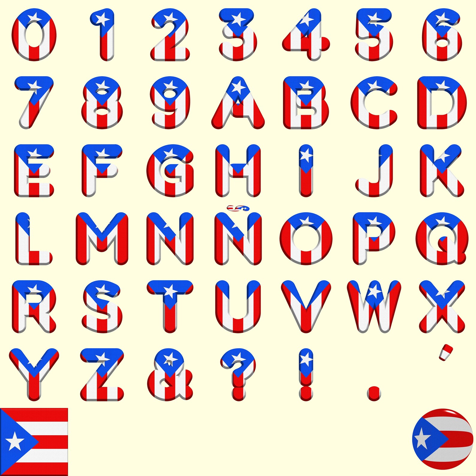 Puerto Rico Flag PNG Alphabet: Patriotic Letters, Numbers, & Clipart - Etsy