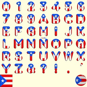 Puerto Rico Flag PNG Alphabet: Patriotic Letters, Numbers, & Clipart - Etsy