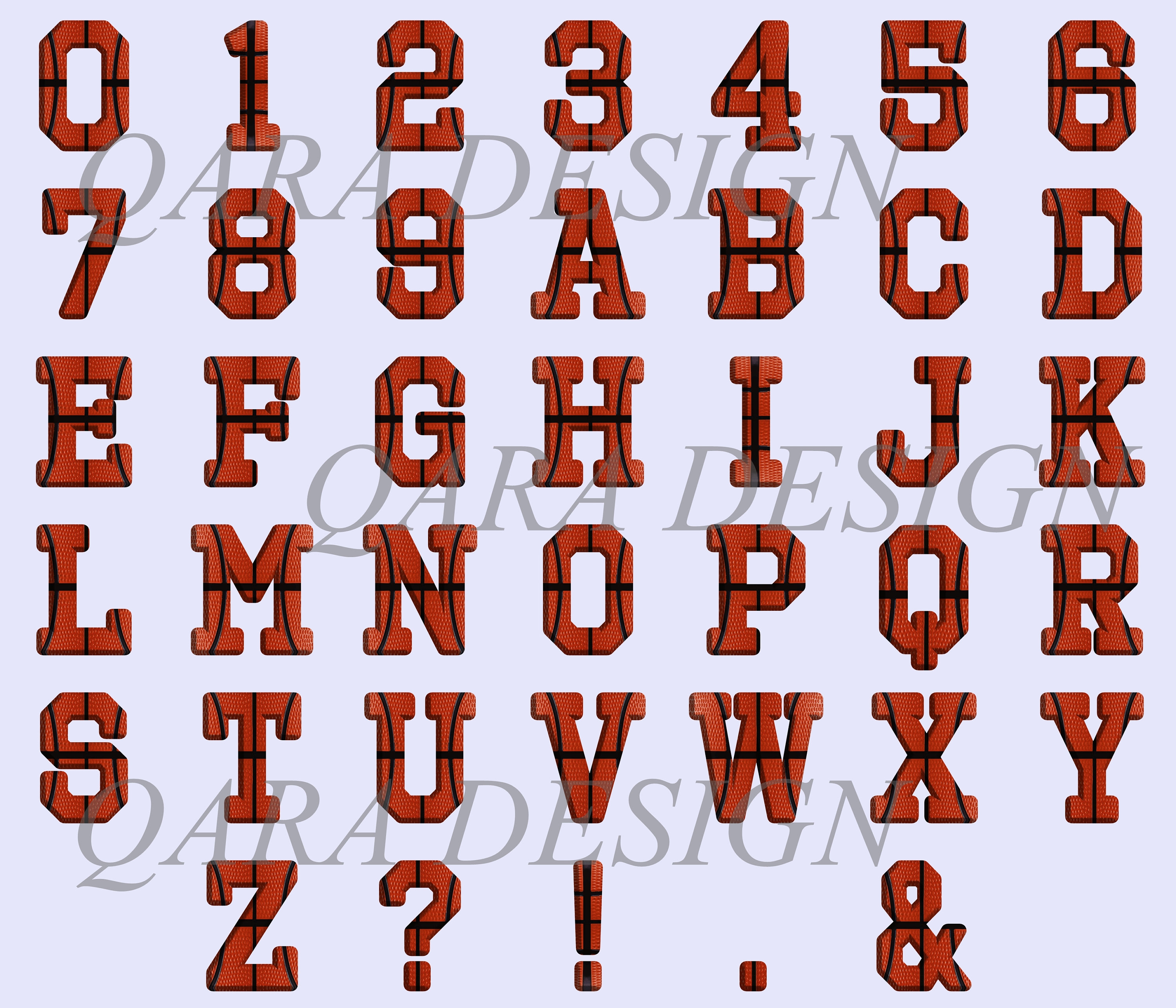 Basketball Font PNG Pack: 3D Sports Alphabet & Numbers (digital ...