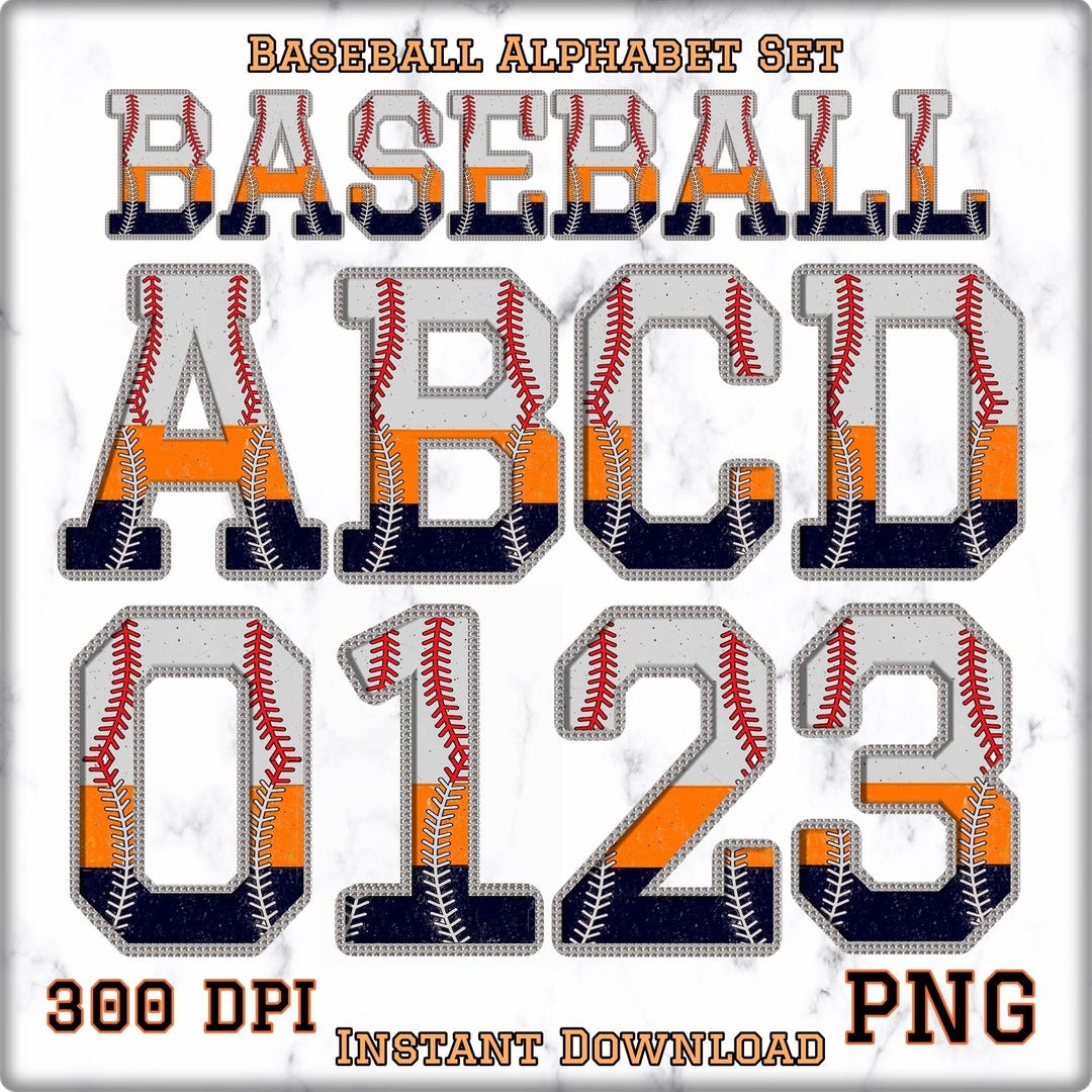 Baseball Alphabet PNG, Baseball Letters and Numbers, Sports Font ...
