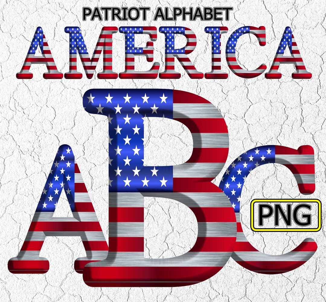 USA Flag Alphabet PNG Clipart: 3D Patriotic Font American Flag ...