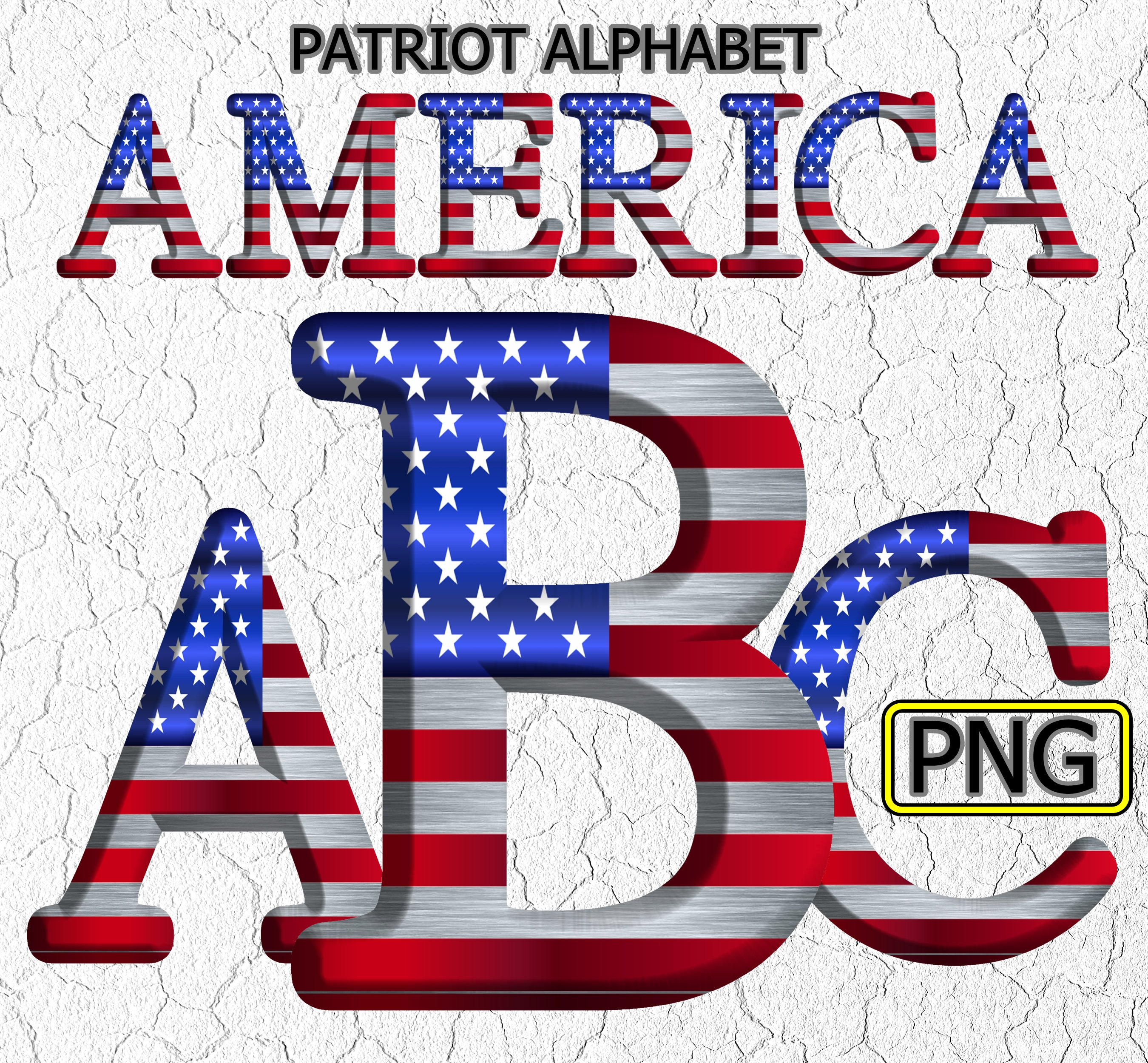 USA Flag Alphabet PNG Clipart: 3D Patriotic Font American Flag ...
