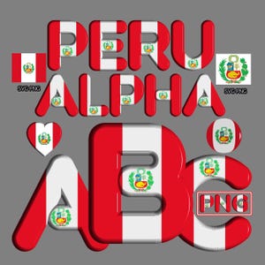 Peru Flag Font Png Clipart, Peruvian Colors Alphabet, Red White Letters ...