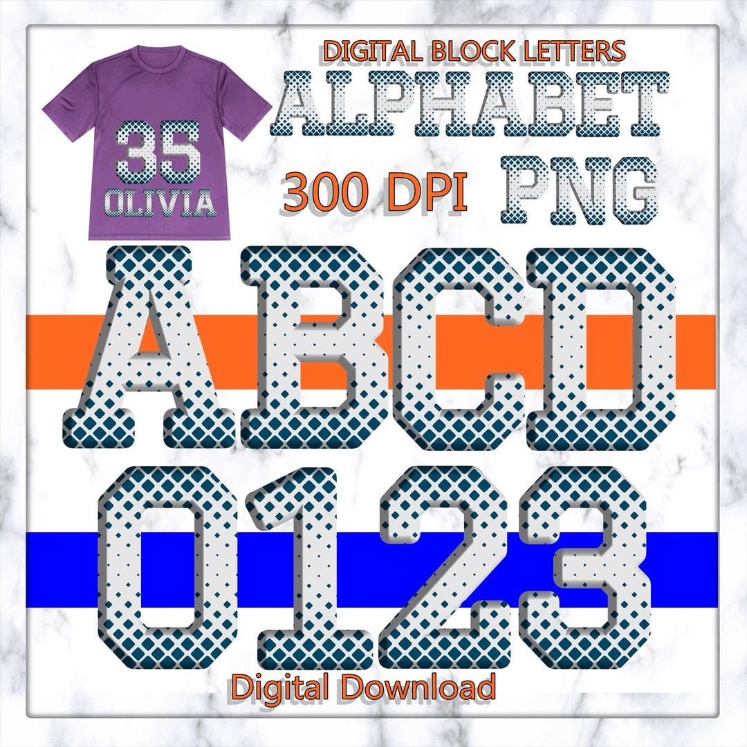 3D Varsity Block Alphabet PNG Clipart,3d Varsity Font,printable Sports ...