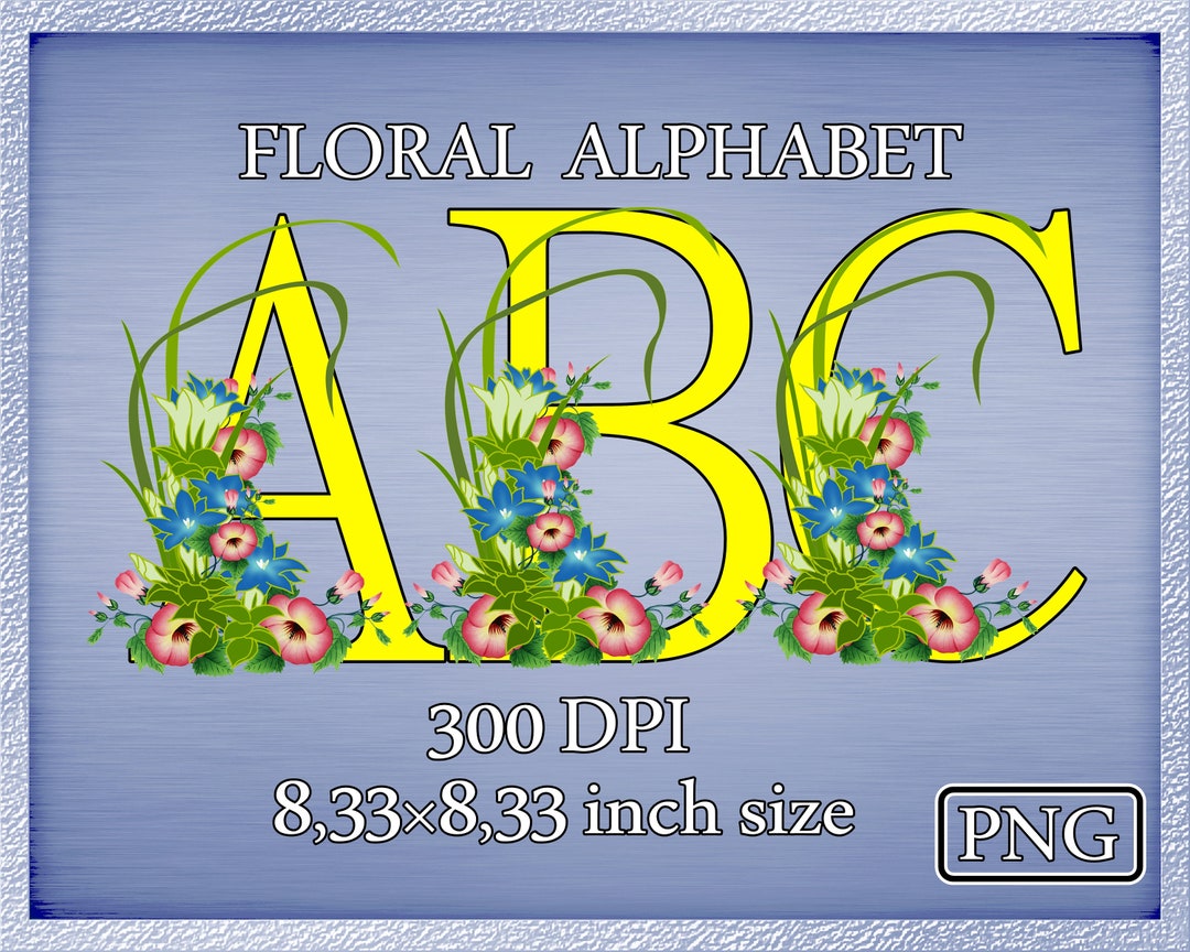 Wildflower Alphabet Clipart: Floral PNG Letters, Numbers (digital ...