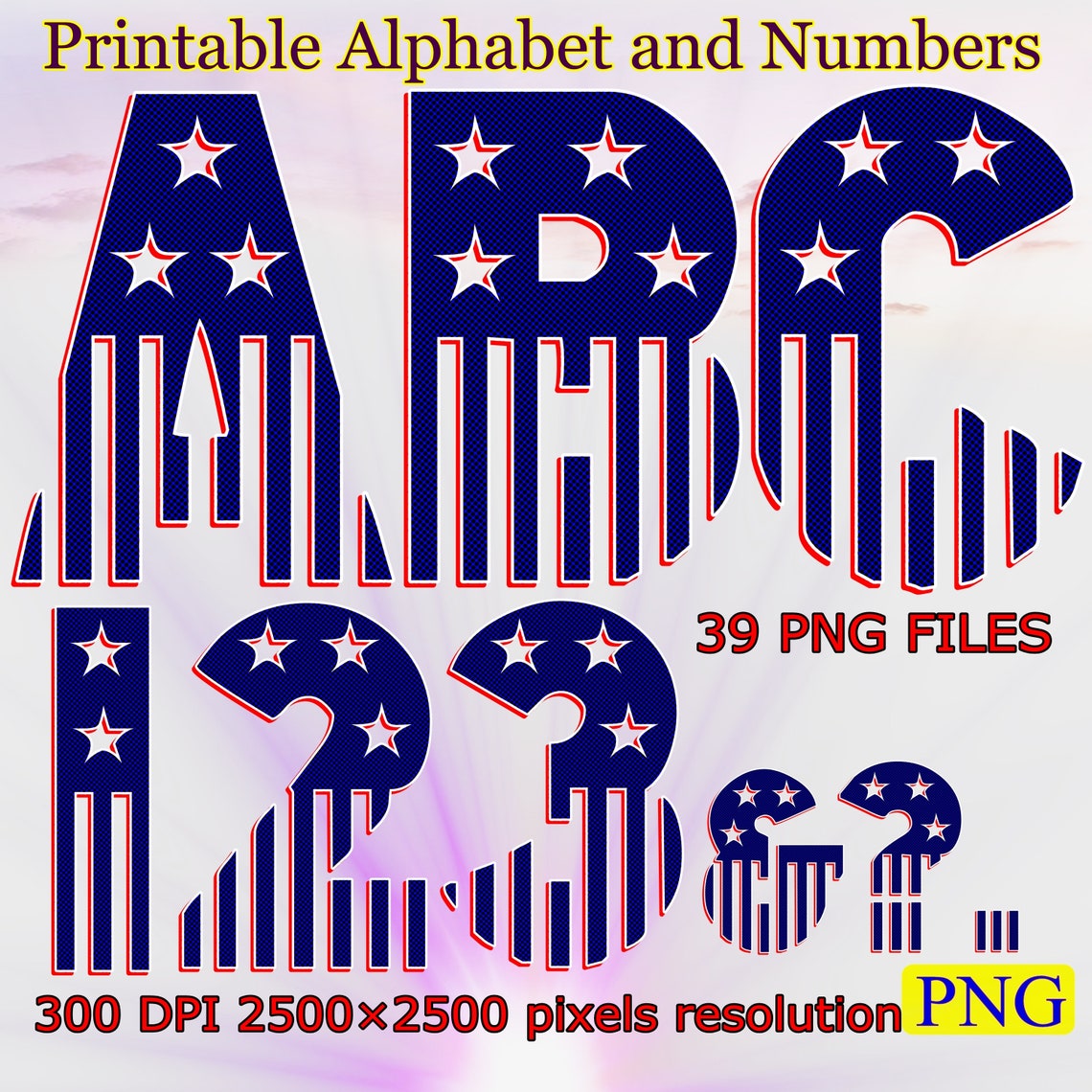 American Flag Letters and Numbers Clipart,patriotic Alphabet ...