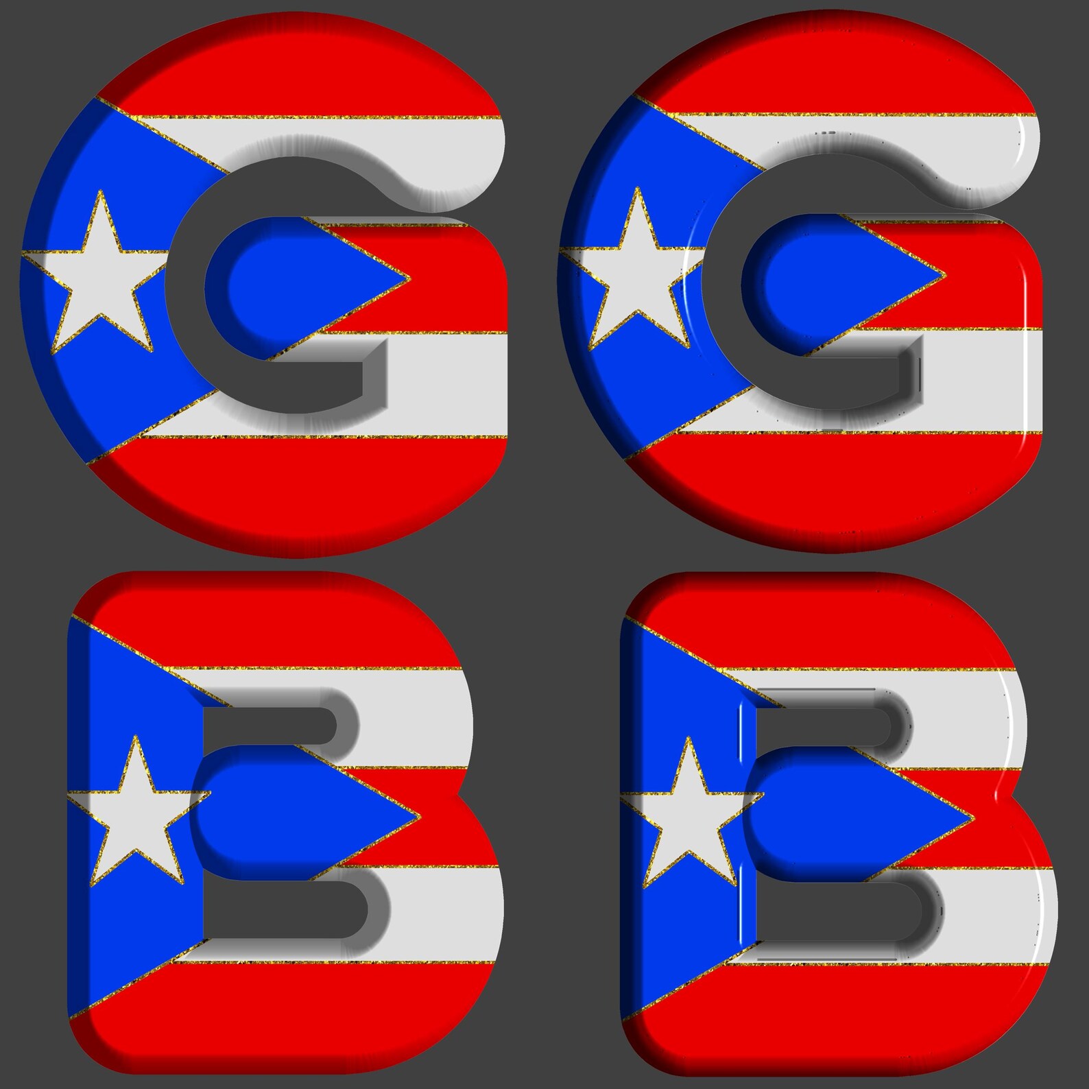 Puerto Rico Flag Alphabet PNG, SVG, Boricua Font (digital Download) - Etsy