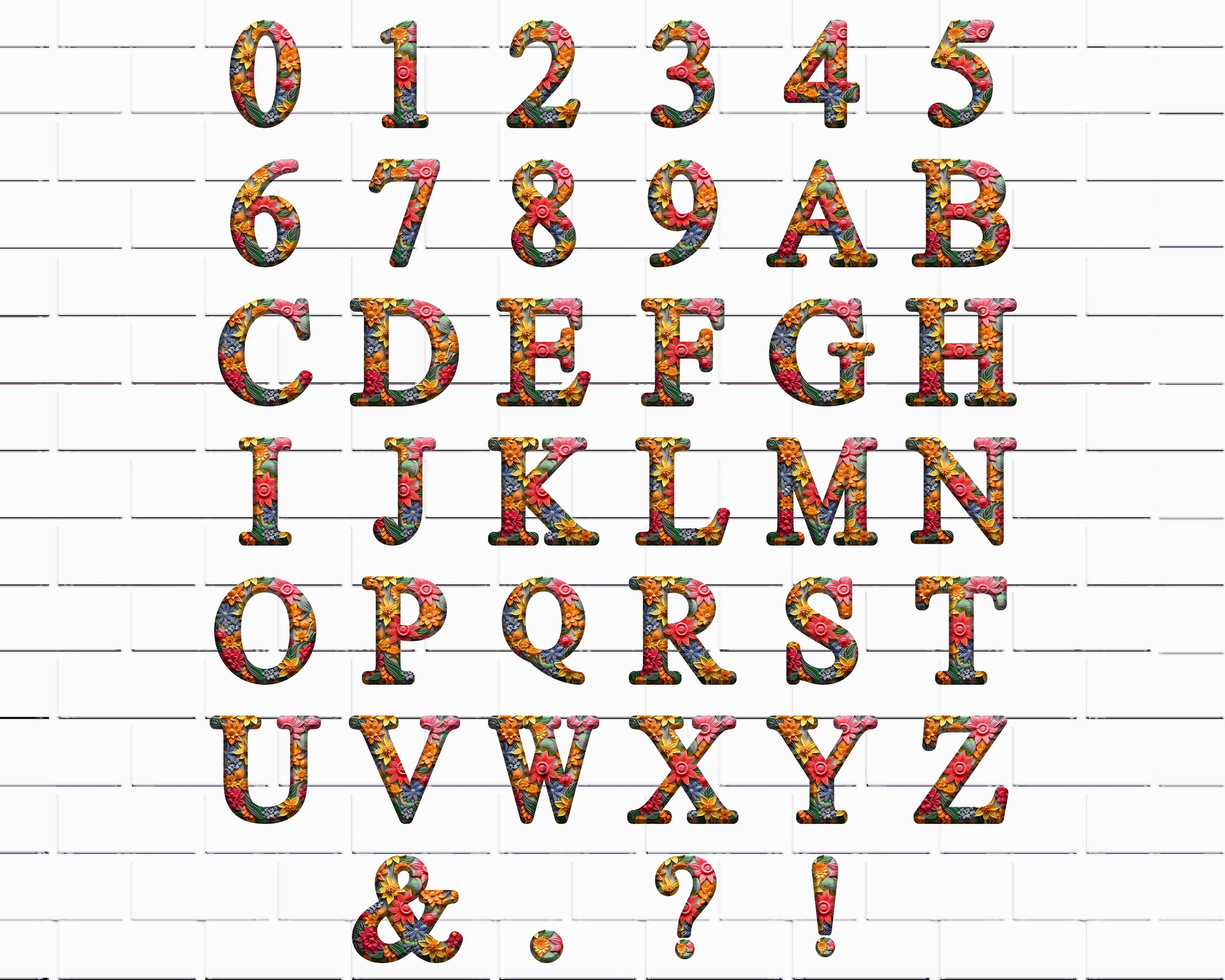 3D Flower Alphabet Clipart,3d Letters Numbers,glitter Colors Alphabet ...