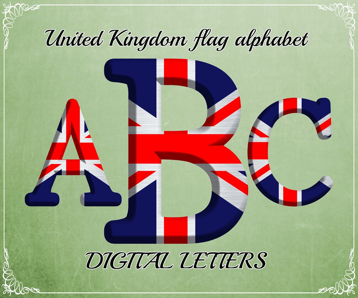 UK Flag Alphabet Clipart, English Letters,union Jack Blue Red and White ...