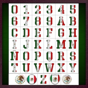 Mexican Flag Font Clipart: Sports Alphabet,numbers,emblems PNG - Etsy