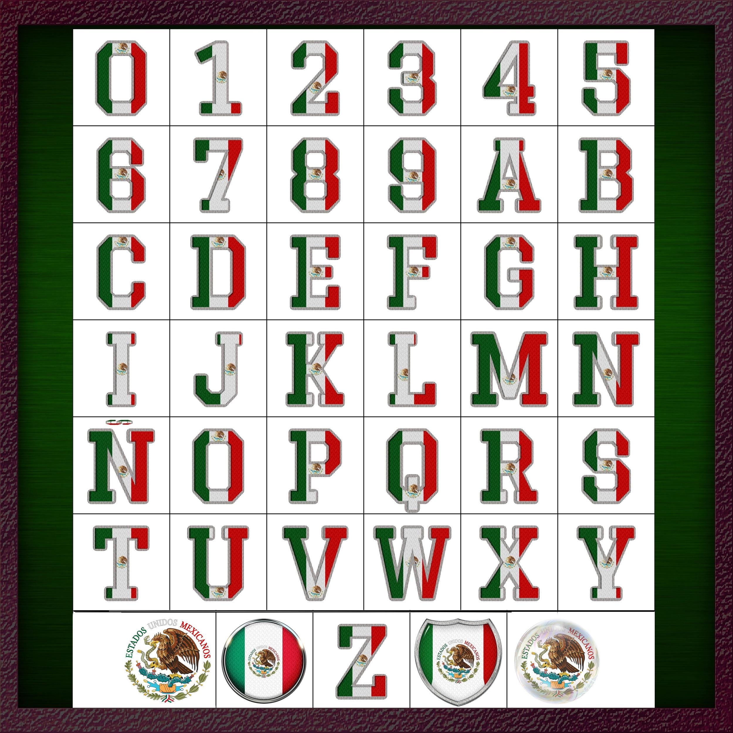 Mexican Flag Font Clipart: Sports Alphabet,numbers,emblems PNG - Etsy