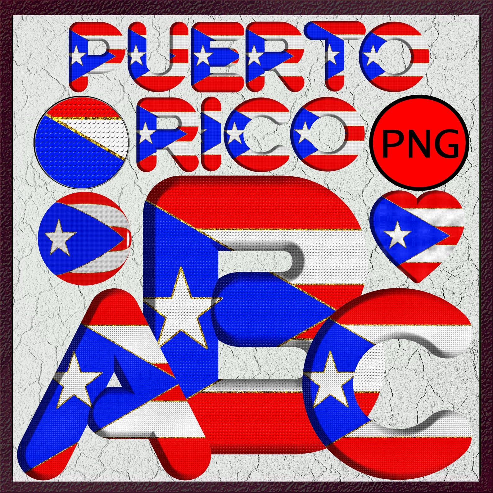 Puerto Rico Flag PNG Clipart Font: Boricua Patriotic Alphabet - Etsy