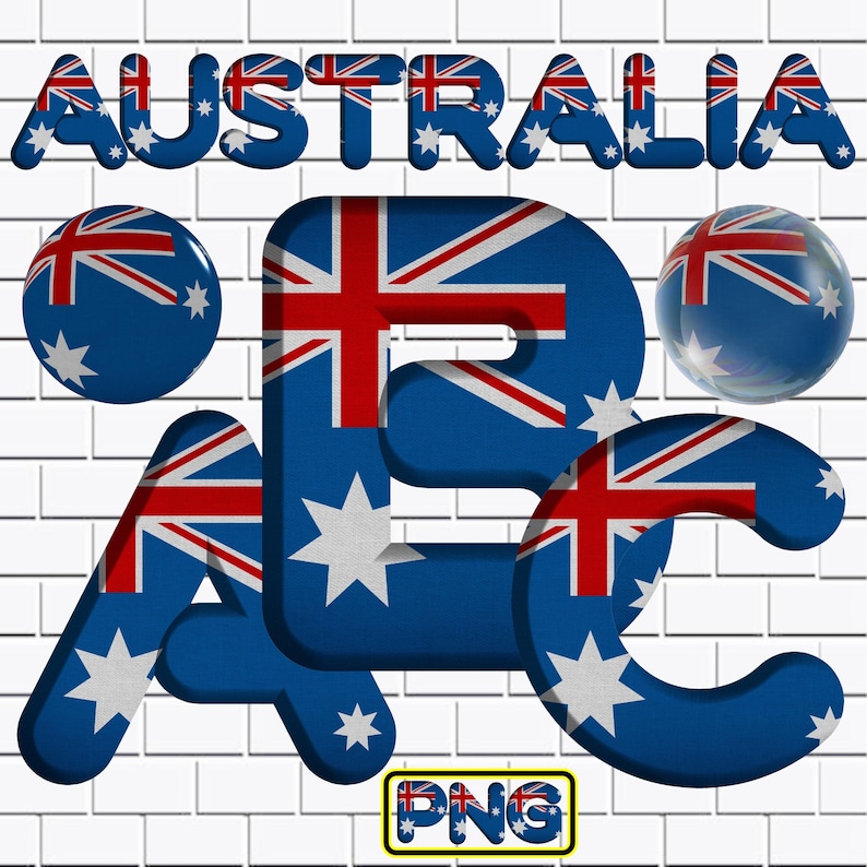 Australian Flag Fabric Letters Clipart: 3D PNG Alpha (digital Download ...
