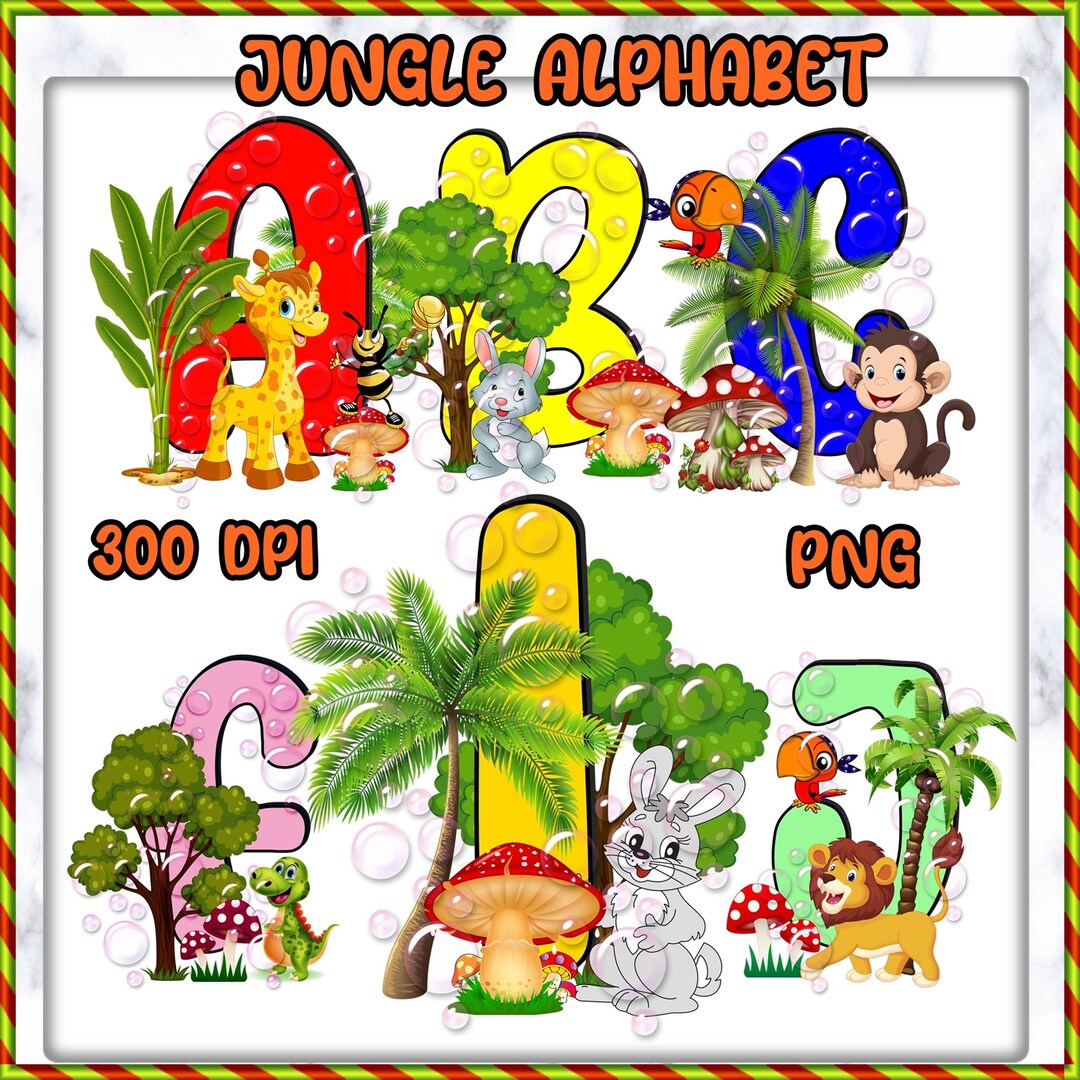 Jungle Alphabet Png Clipart,wild Animal Letters,cute Colorful Letters ...
