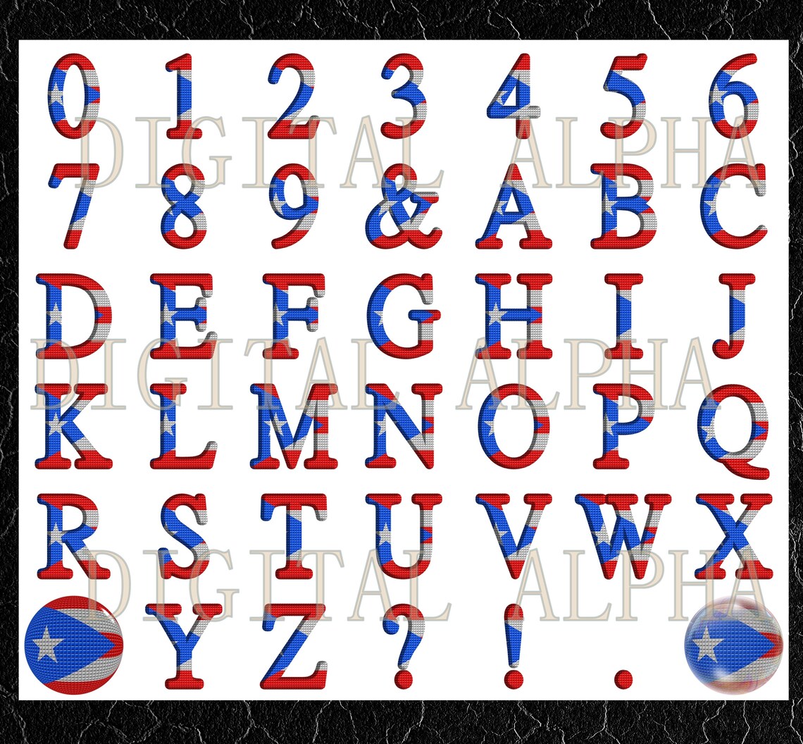 Puerto Rico Flag Letters Clip Art,puerto Rico National Colors Alphabet ...