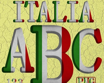 Italian Flag Font Png Clipart,abc Italian Flag Clipart,italy Themed ...