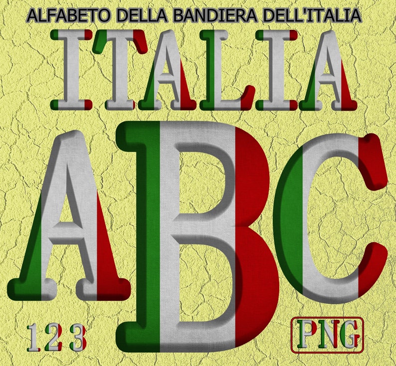 Alfabeto de la bandera italiana PNG Clipart: Letras y números para ...