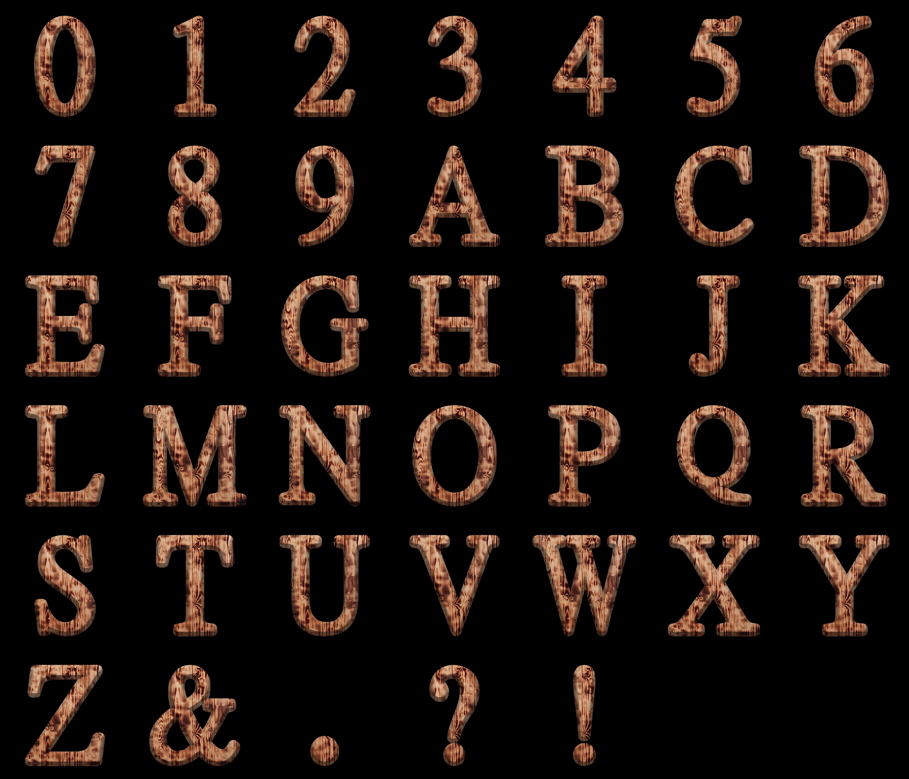 Wooden Alphabet & Numbers Clip Art: Rustic Font (PNG Digital Files) - Etsy