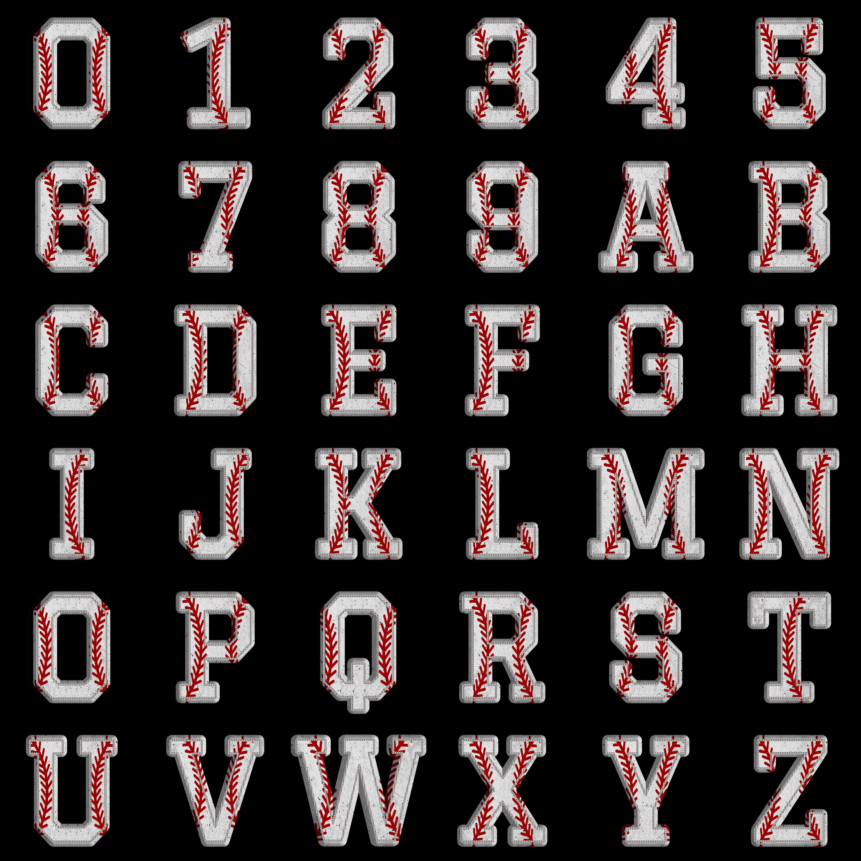 Baseball Font Png,3d Baseball Chenille Alpha & Numbers,varsity,school ...