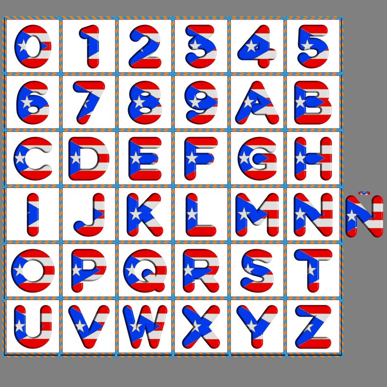 Puerto Rico Flag Alphabet PNG, SVG, Boricua Font (digital Download) - Etsy
