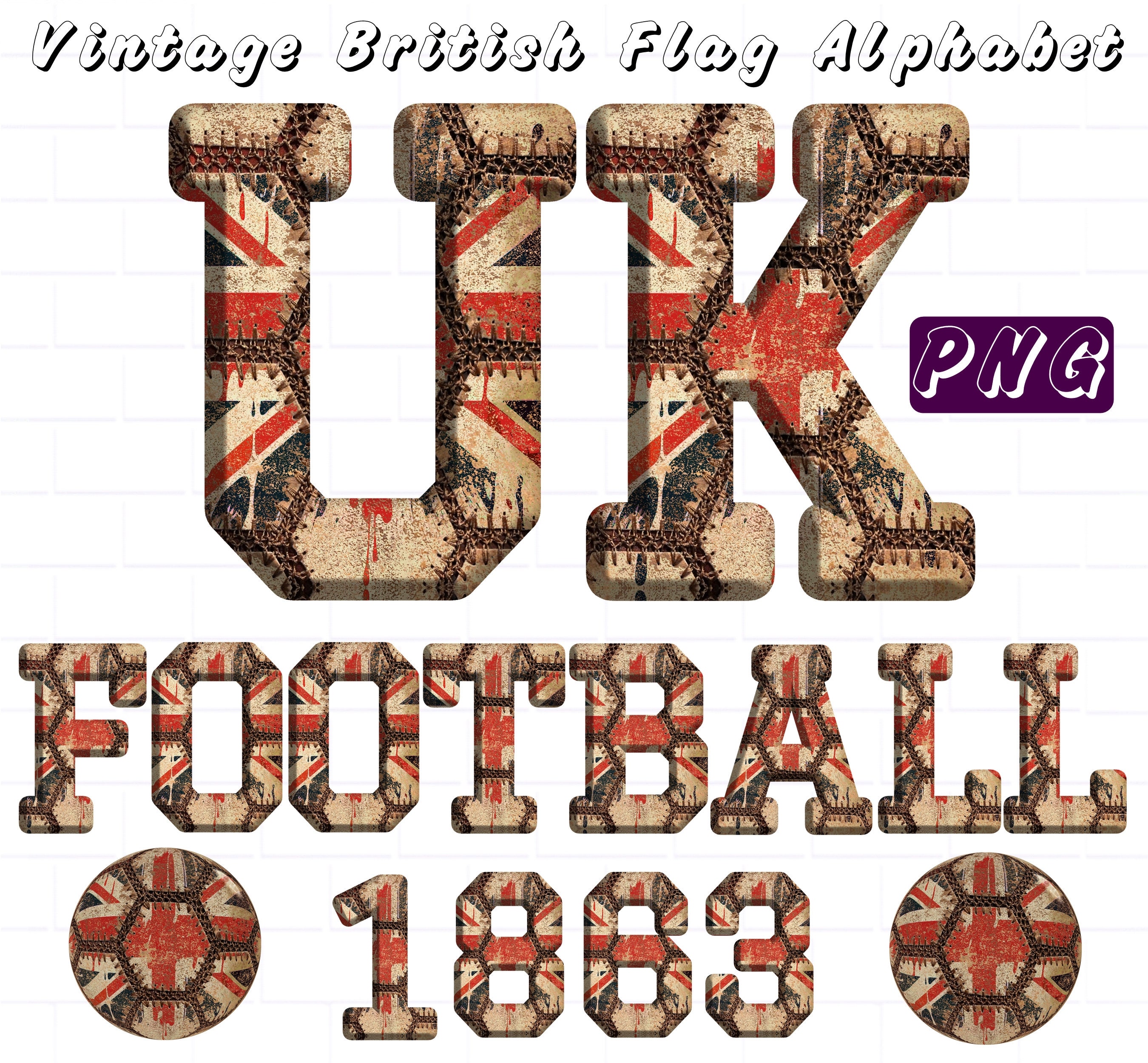 Union Jack Alphabet Bundle: UK Flag Letters, Numbers, Punctuation (PNG ...