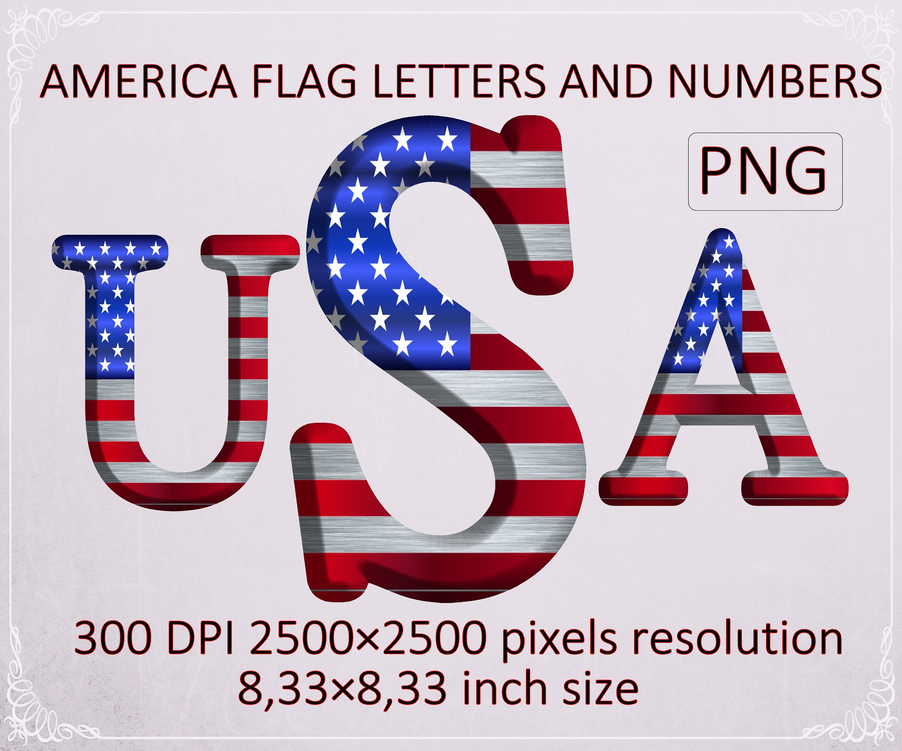 USA Flag Alphabet PNG Clipart: 3D Patriotic Font (digital Download) - Etsy