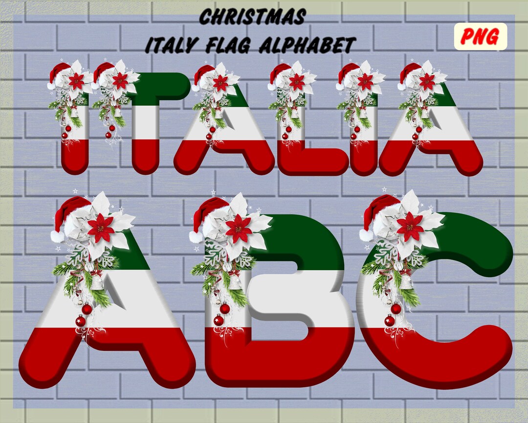 Christmas Italy Flag Alphabet Clip Art,italian Flag Png Files,italian ...