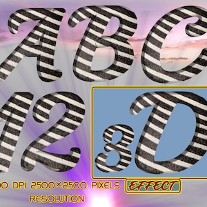 Zebra Print Alphabet: Black and White PNG Clipart (digital Download) - Etsy