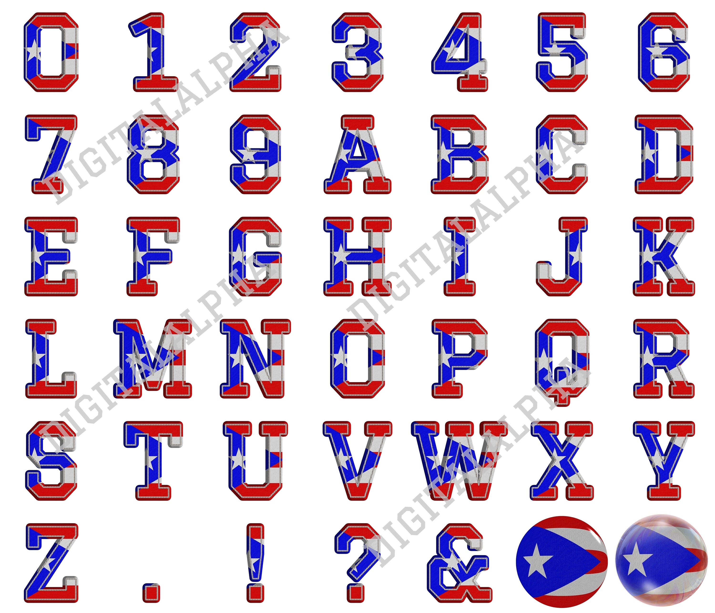 Puerto Rico Flag Alphabet Clipart: Patriotic PNG SVG Letters - Etsy
