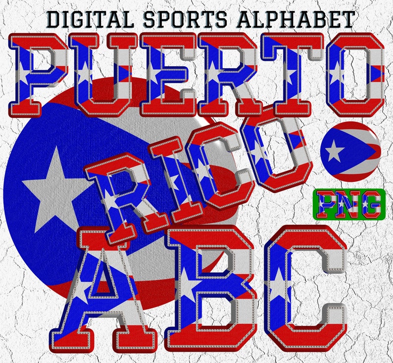 6 Puertorico Flag Alphabet Clip Art Bundle,puertorico Letters,patriotic ...