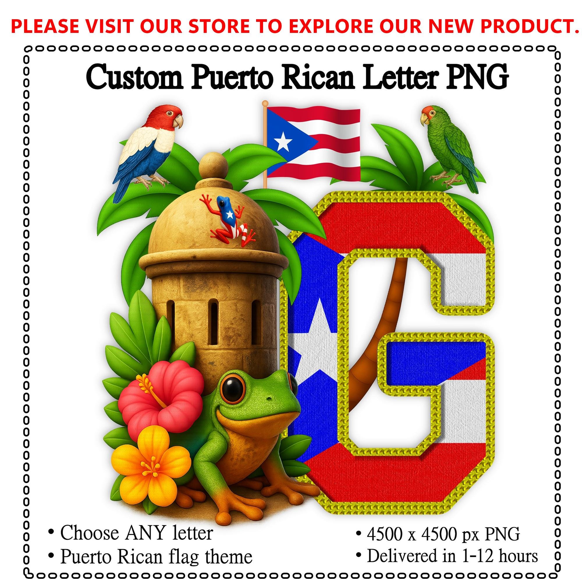 Puerto Rico Boricua PNG Bundle, Coquí Frog, El Morro Design (digital ...