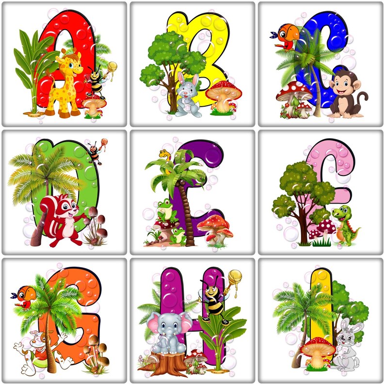 Jungle Alphabet Png Clipart,wild Animal Letters,cute Colorful Letters ...