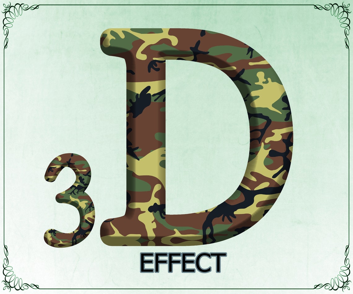 Camo Font Clip Art: Military Camouflage Alphabet PNG (digital Download ...