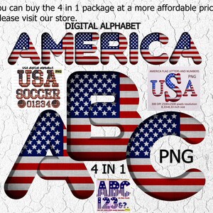 American Flag Letters and Numbers Clipart,patriotic Alphabet ...