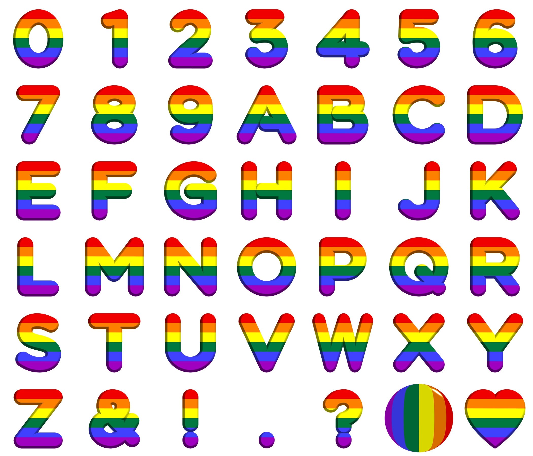 Rainbow Alphabet Numbers PNG, Pride Flag Clipart, Sublimation Crafts ...