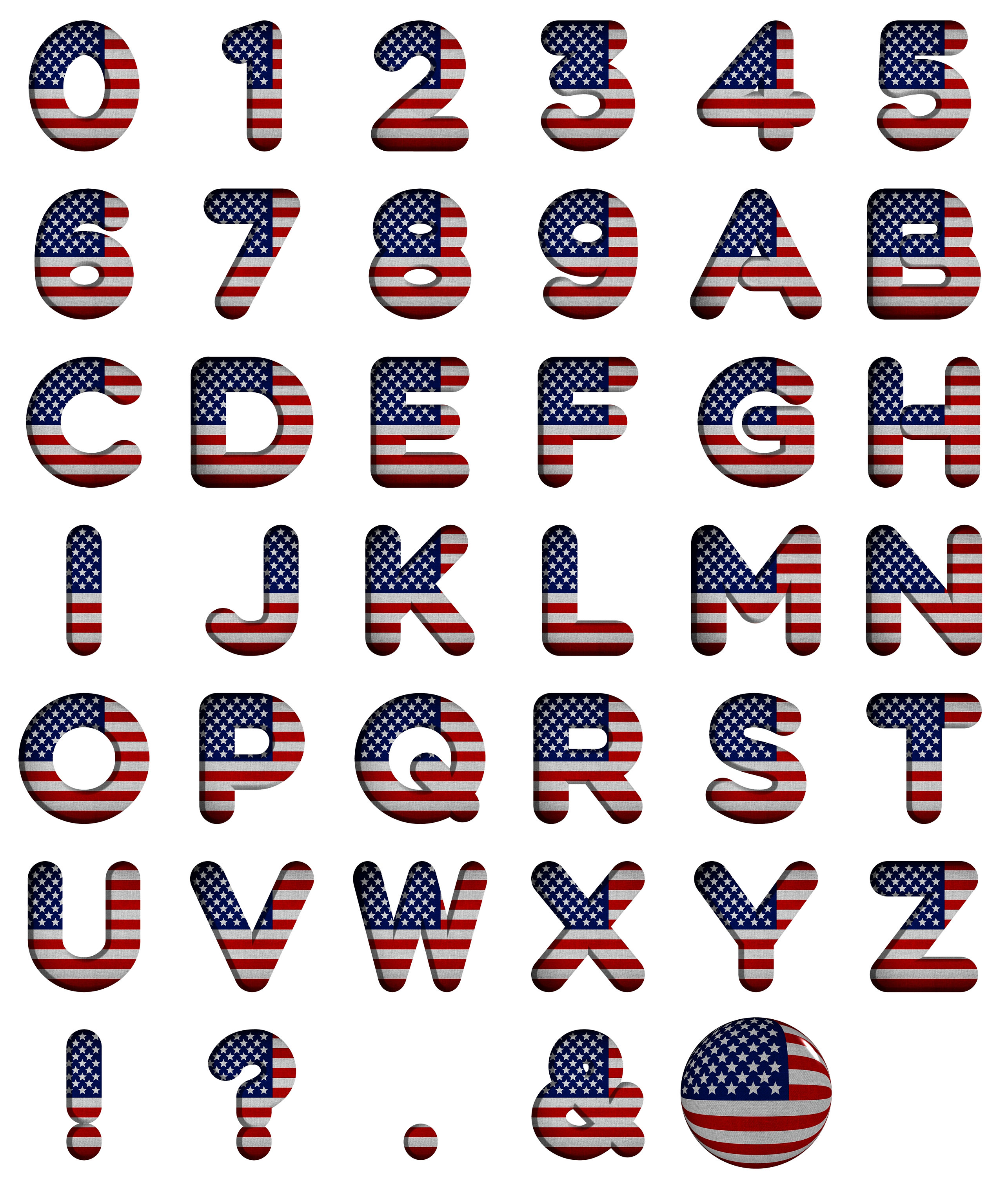 American Flag Letter Bundle,set of 4 USA Fonts, 4th of July, Patriotic ...