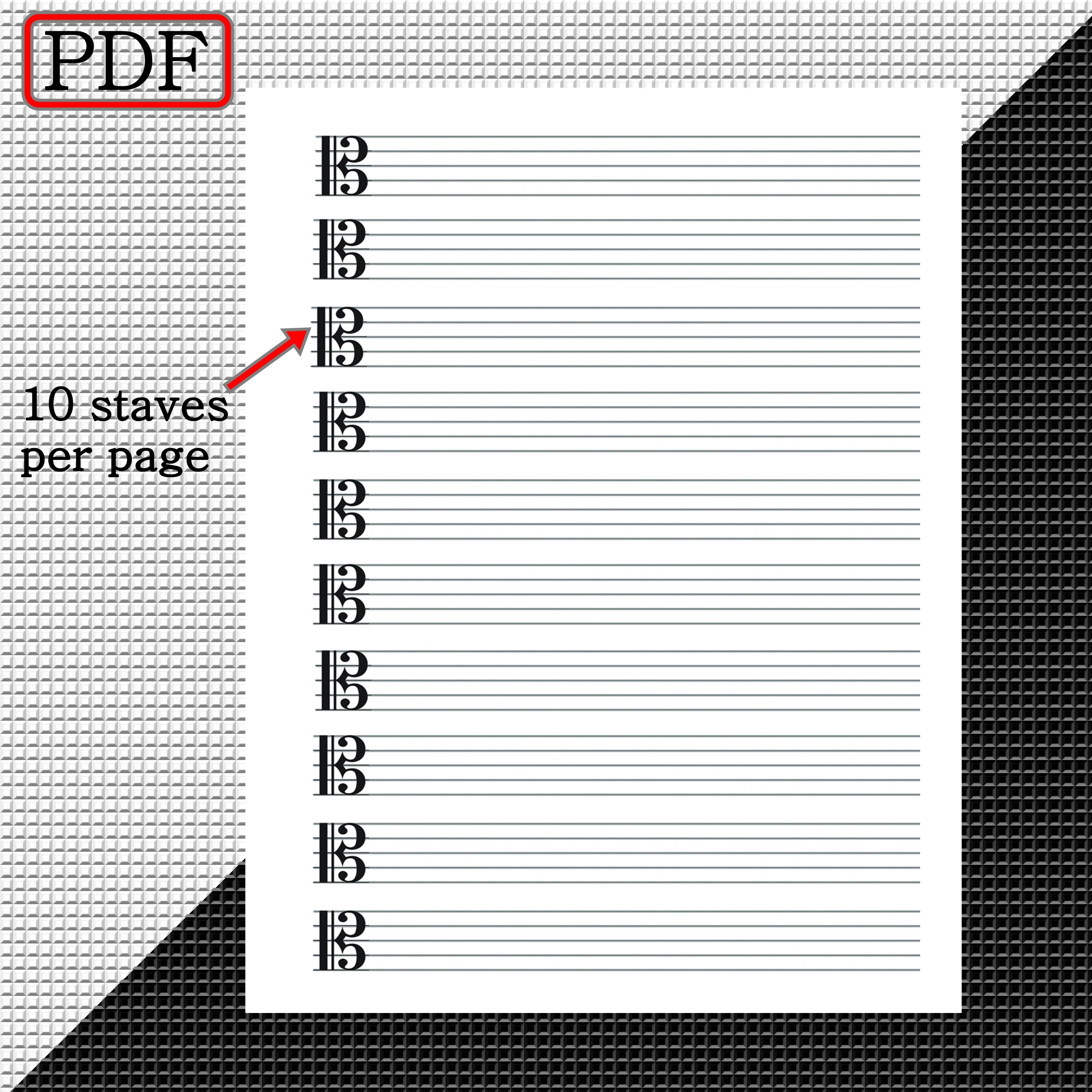 Printable Alto Clef Sheet,letter/a4,blank Music - Etsy