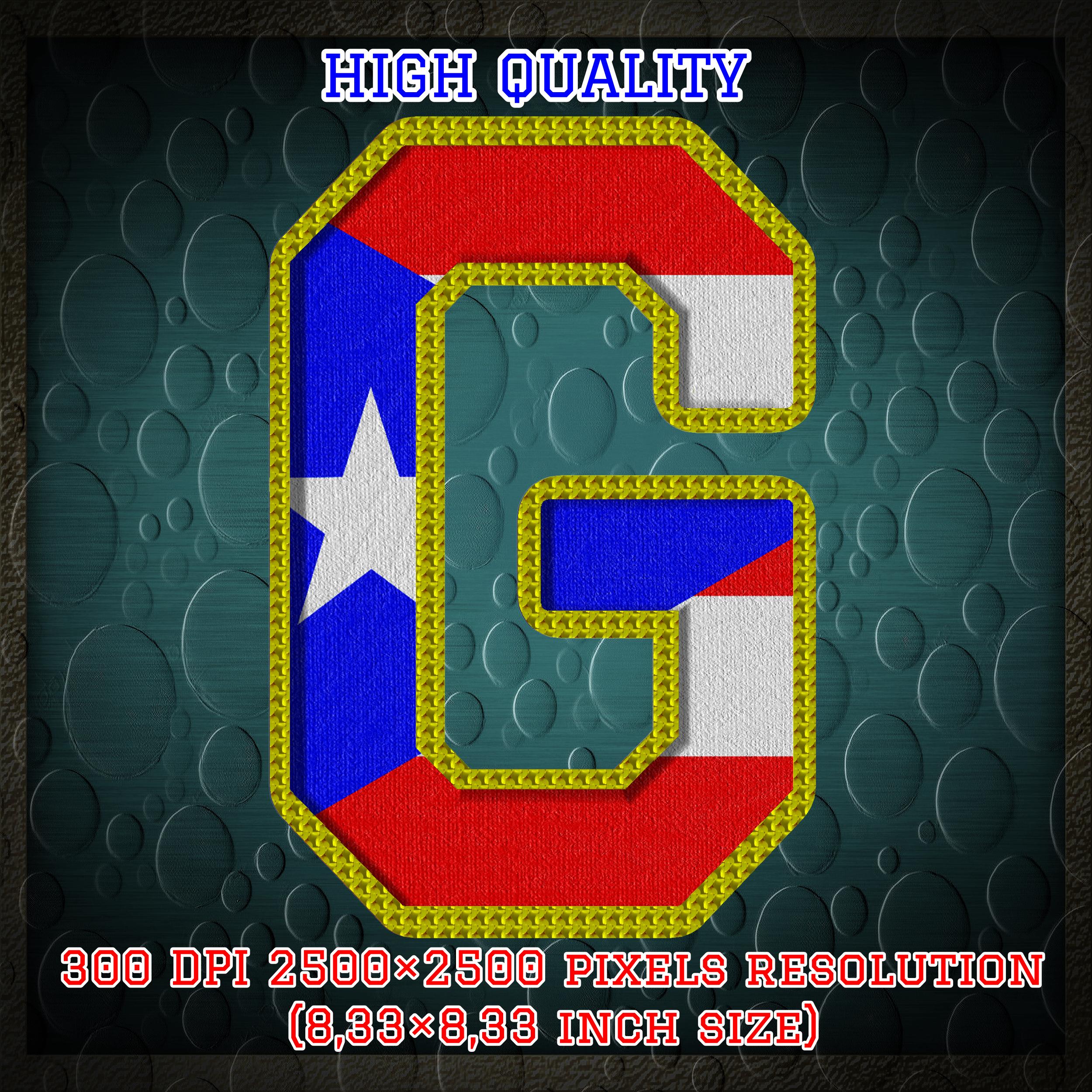 Puerto Rico Flag Alphabet PNG Clipart: Gold Framed Letters (digital ...