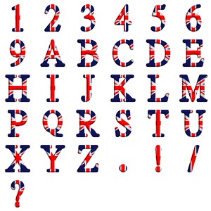 UK Flag Alphabet Clipart, English Letters,union Jack Blue Red and White ...