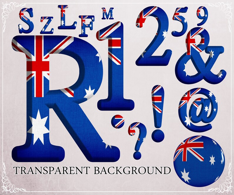 Australia Flag Letters Clipart: Patriotic Alphabet, Numbers PNG - Etsy