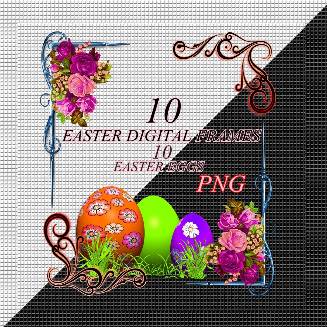 20 Sublimation Easter Digital Photo Frames and Easter Eggs, Glitter ...