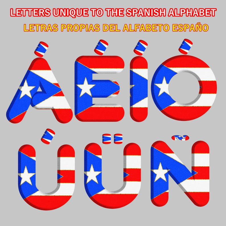 Puerto Rico Flag Alphabet PNG: 3D Letters, Numbers, Icons (digital ...