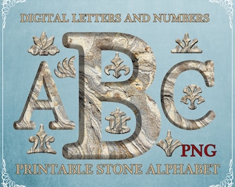 Cracked Marble Font Bundle, Alphabet Clipart, Marble PNG, Unique PNG ...