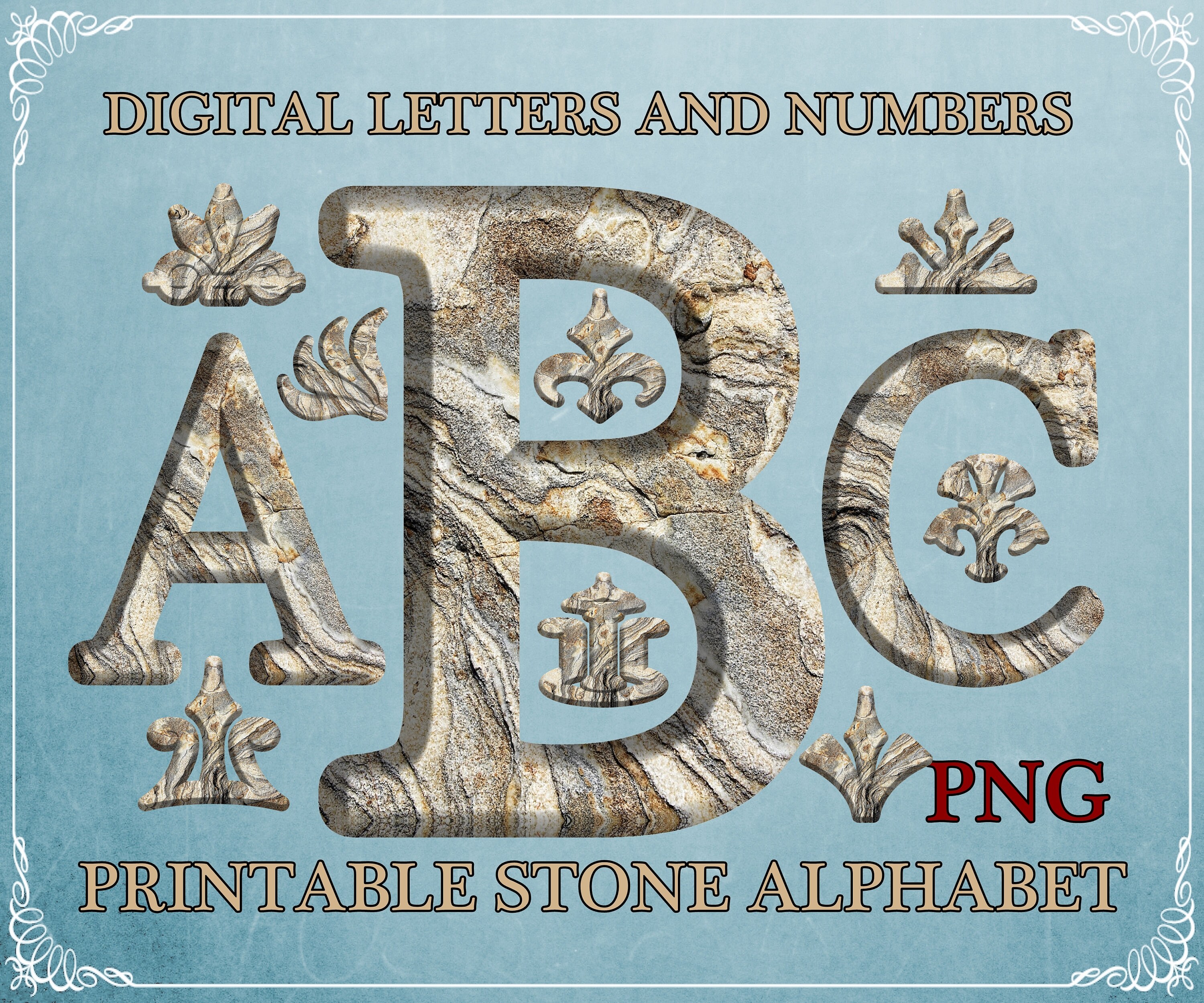 Stone Font Alphabet Clipart,digital Letters,scrapbooking,letters and ...
