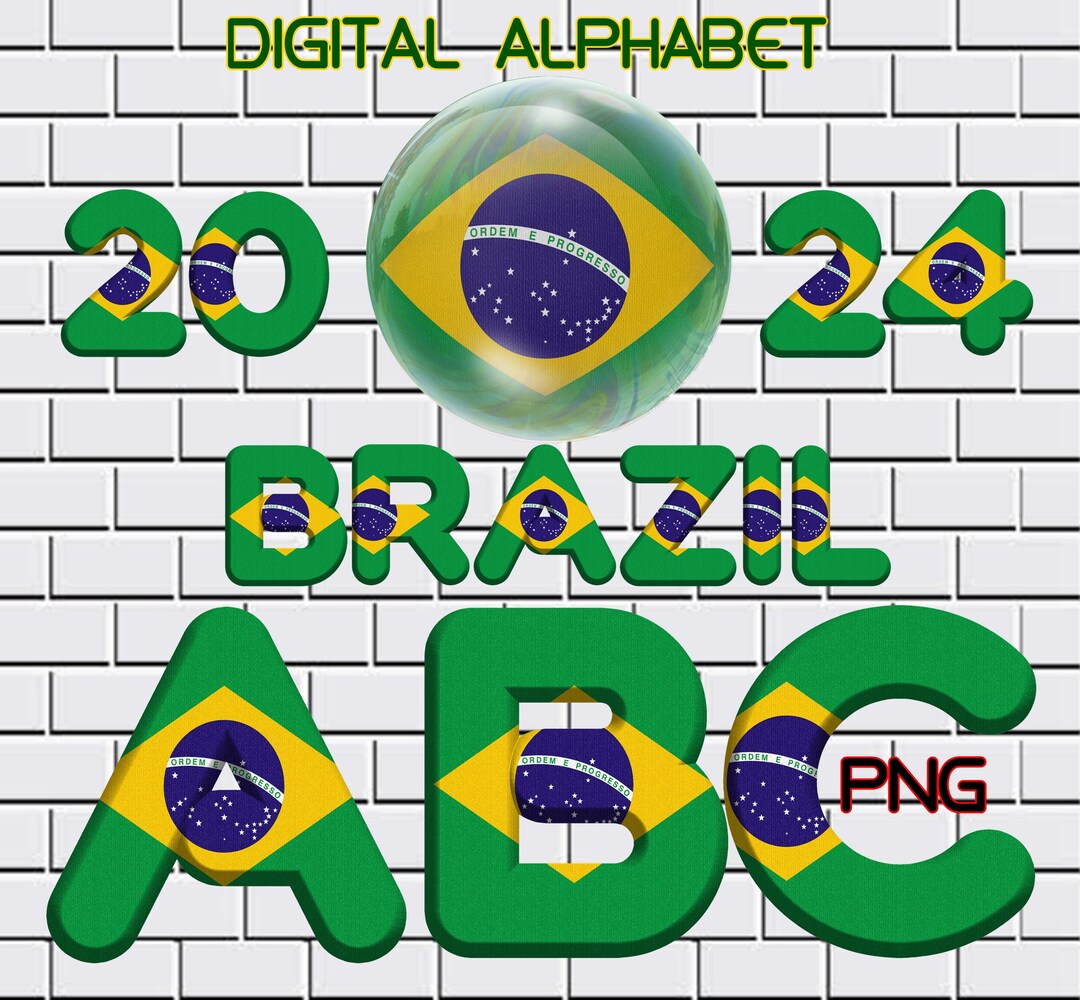 Brazilian Flag Alphabet Clipart: PNG Letters, Numbers, Punctuation ...