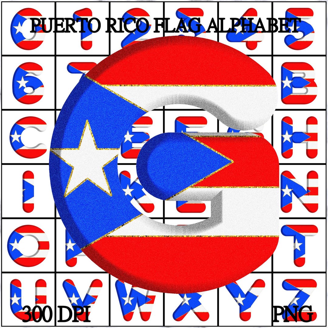 Puerto Rico Flag Alphabet PNG: 3D Letters, Numbers, Icons (digital ...