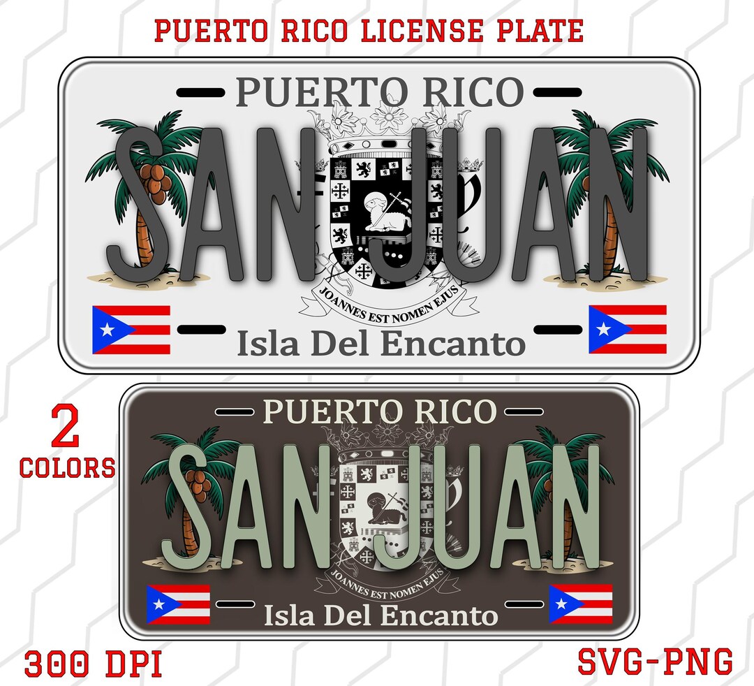 San Juan Puerto Rico License Plate SVG PNG – 2 Color Options – Digital ...