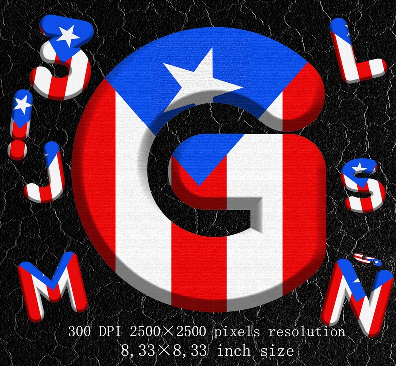 6 Puertorico Flag Alphabet Clip Art Bundle,puertorico Letters,patriotic ...