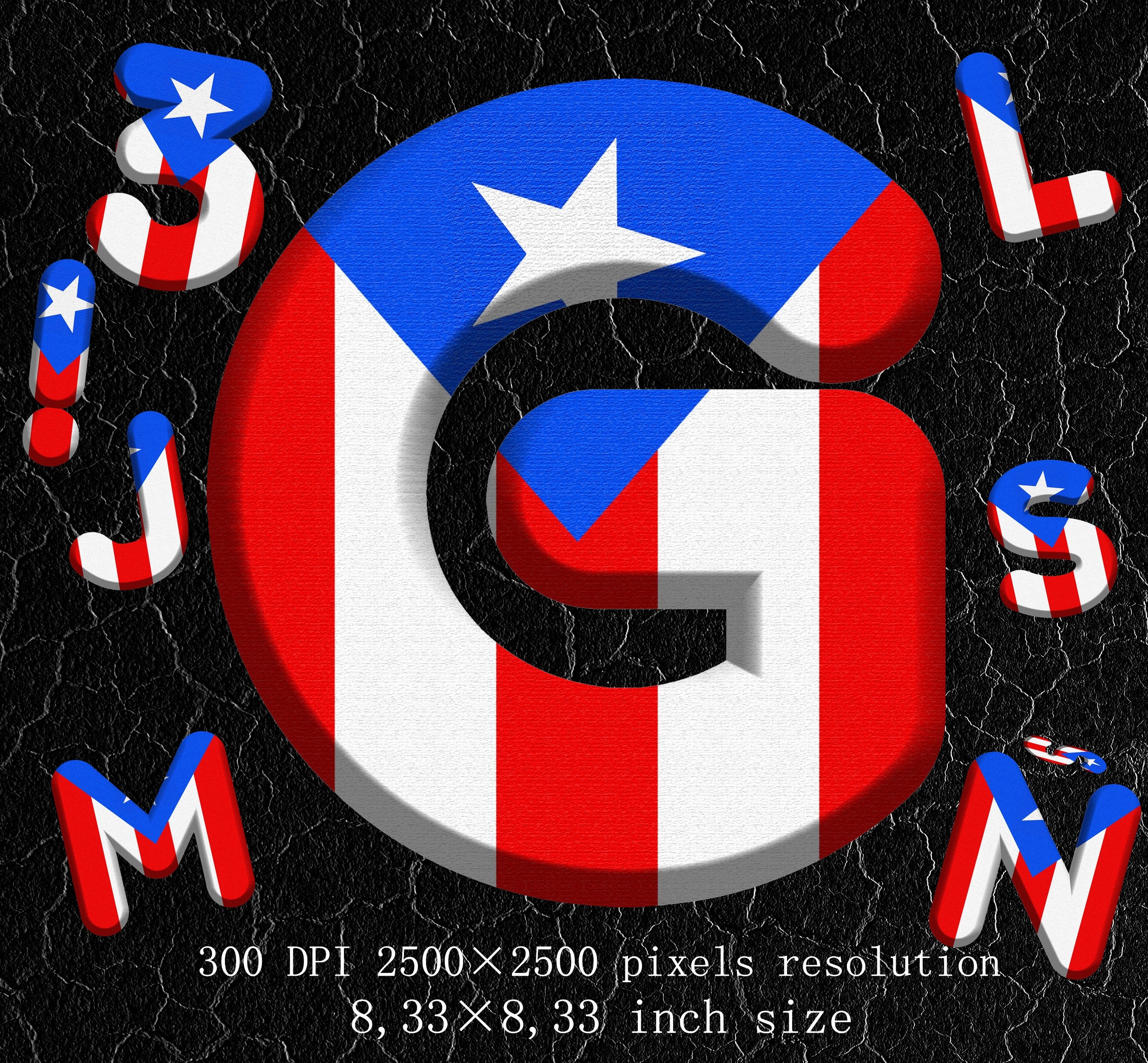 6 Puertorico Flag Alphabet Clip Art Bundle,puertorico Letters,patriotic ...